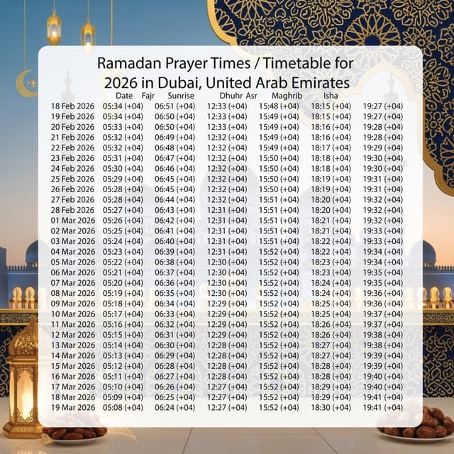 Ramadan 2026 UAE Calendar | Dates, Timing & Tent Setup Guide | Tent Now ...
